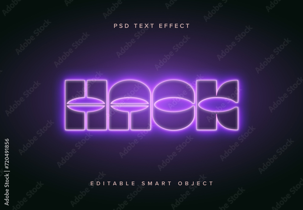 Purple Neon Text Effect Mockup Stock Template | Adobe Stock