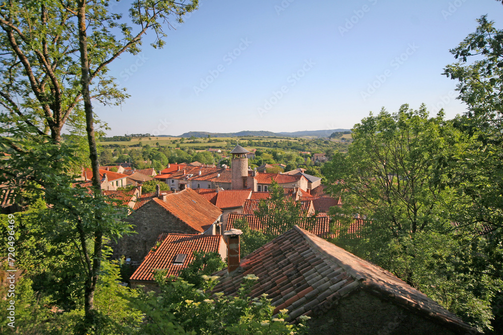 Causse du Larzac, ,le Caylar, village, toitures et arbres, Artenseo ...