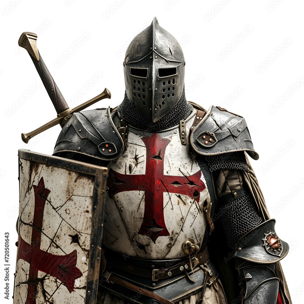 Crusader HD: A Templar Knight in Armor with a Red Christian Cross ...