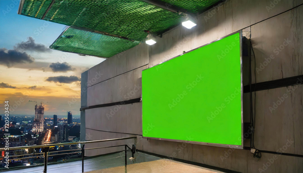 A rooftop with a green screen, perfect for branding campaigns and ...