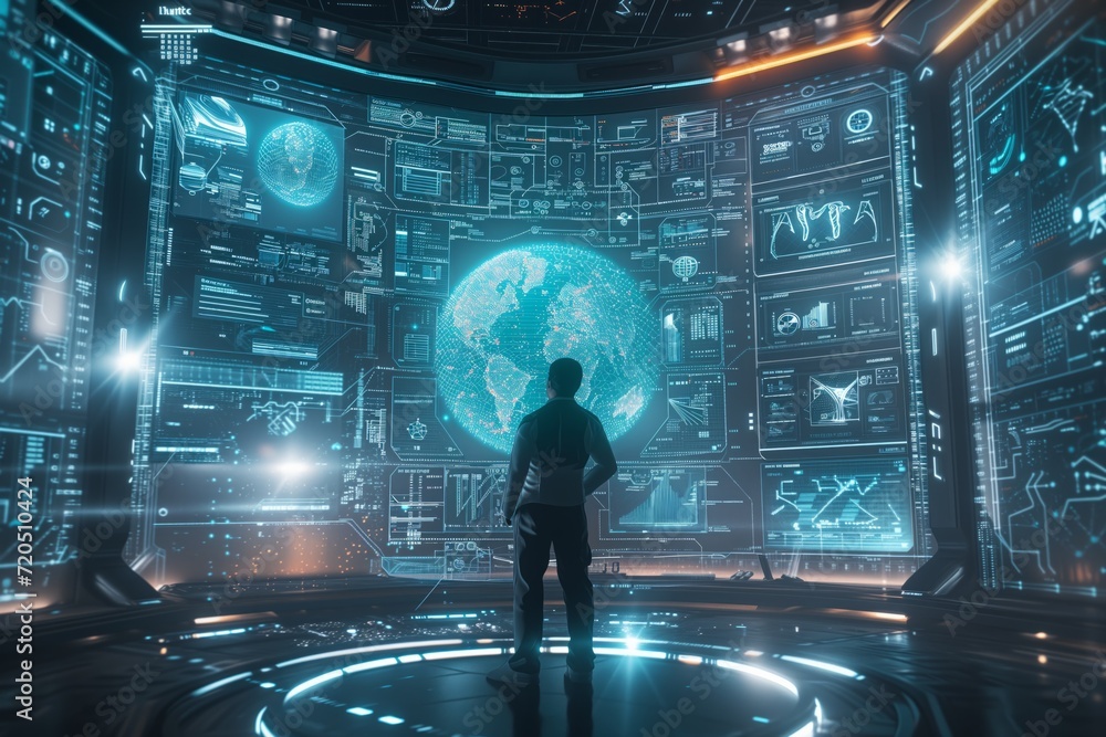 Virtual World Browsing Interface Exhibits Futuristic Graphics Stock ...