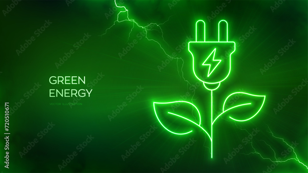 Green energy icon. Clean alternative energy power technology concept ...