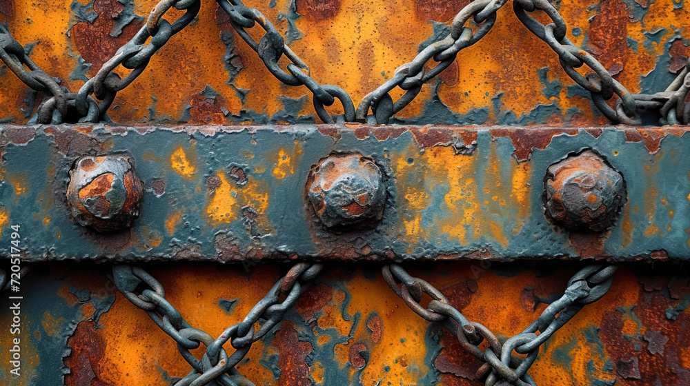Oxidized steel grid geometric texture with rust patterns in the form of ...