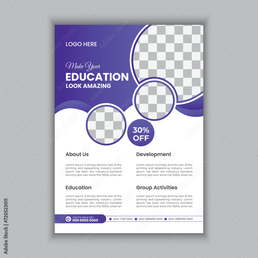 Admission flyer template. Flyer brochure cover template for Kids back ...