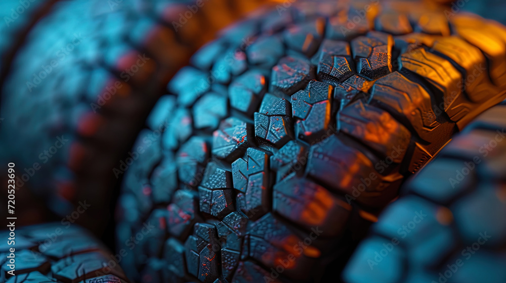 Tires with prints of geometric shapes relief patterns created by prints ...