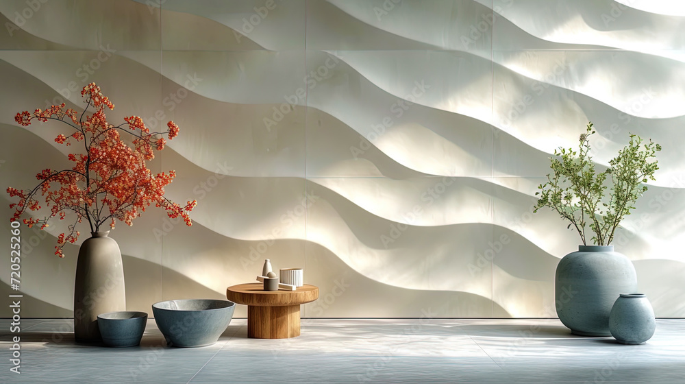 Wallpaper with geometric stripes and volume effect a pattern that ...