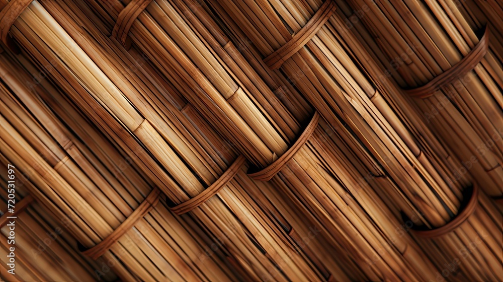 Reed texture. Wicker thatch rustic roof. Dry thin reed. AI generated ...