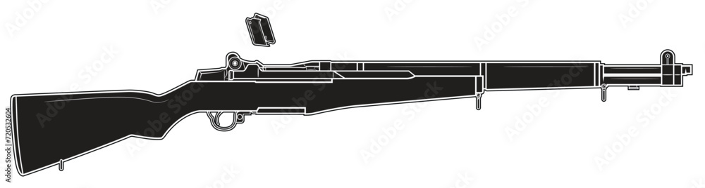 Vector illustration of the M1 Garand rifle and ejecting empty clips on ...