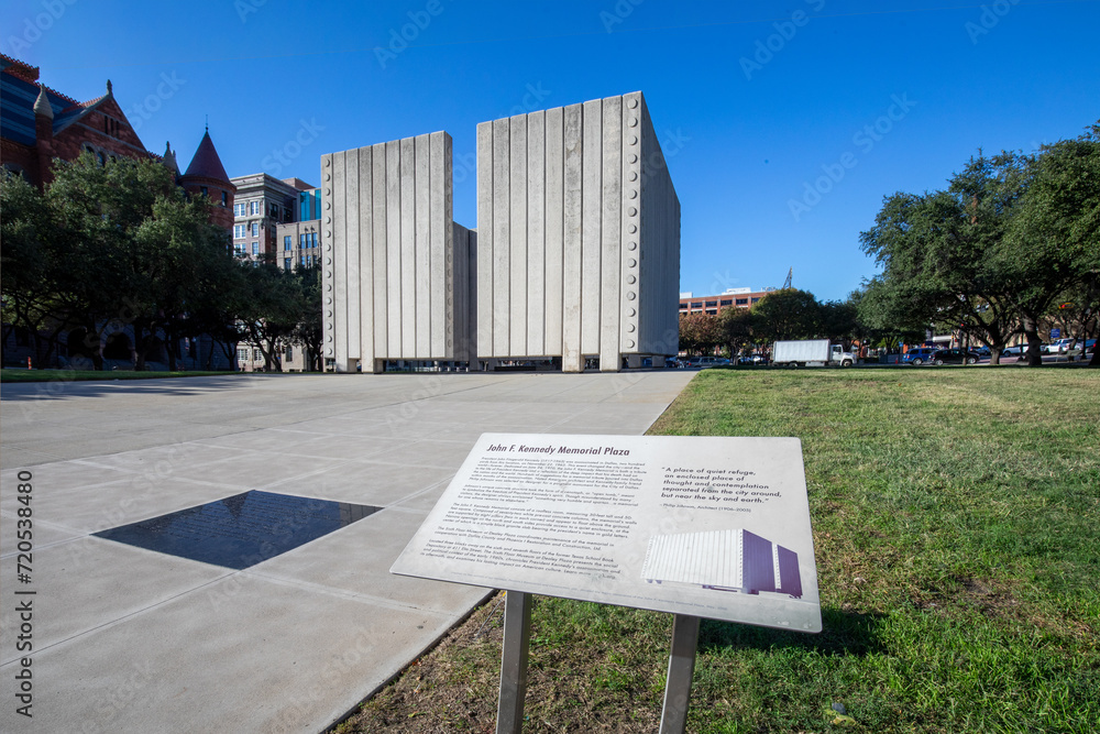 View of JFK memorial in Dallas marking the assassination of the US ...