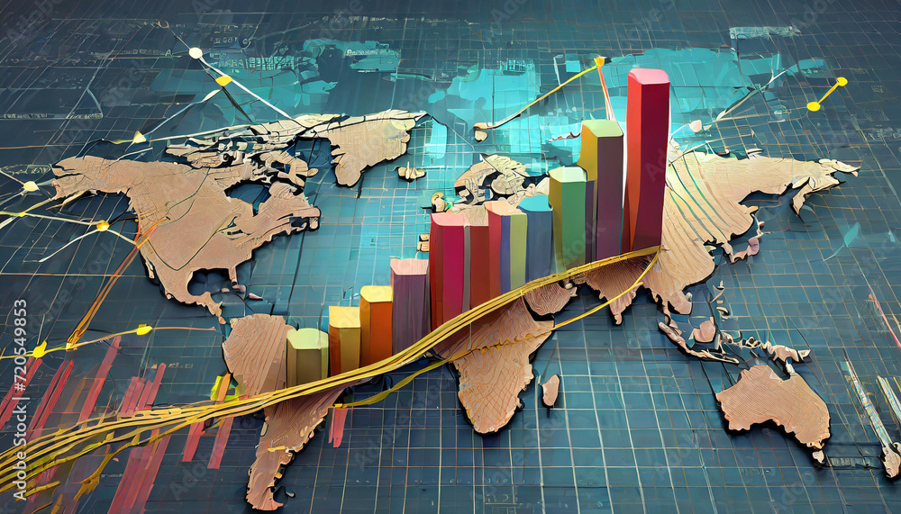Business Graph On World Map E Commerce Graph On World Map Stock