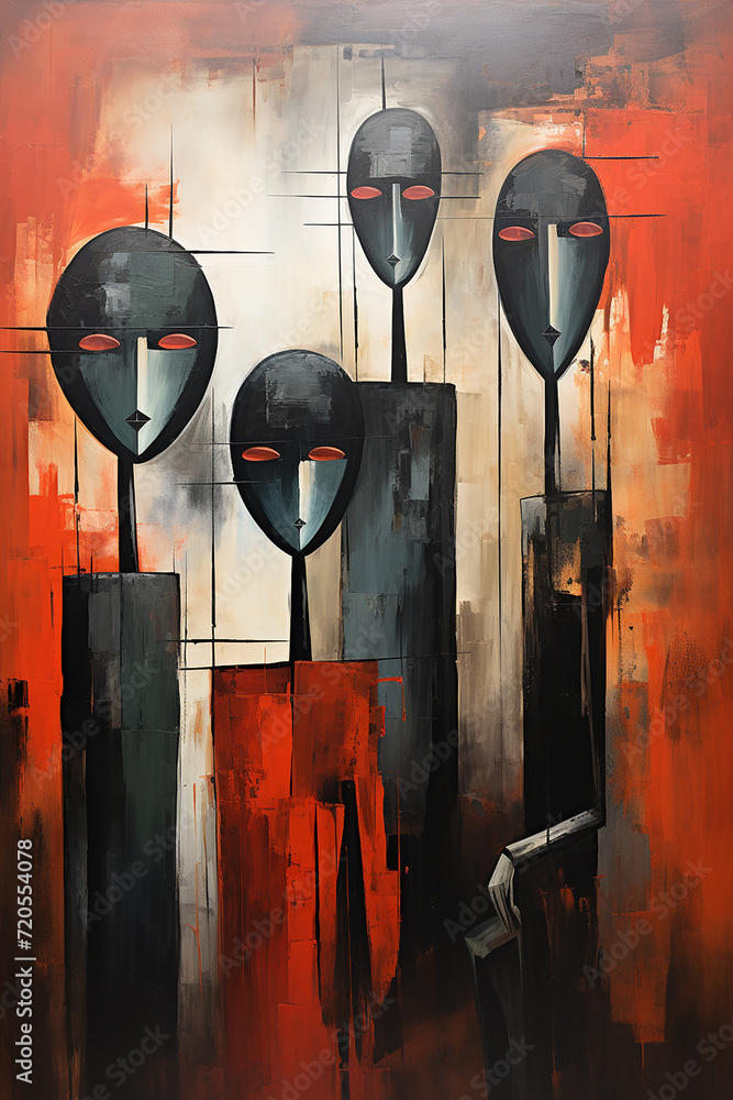 Contemporary abstract one-line face. Cubism art. Decor Printable Art ...