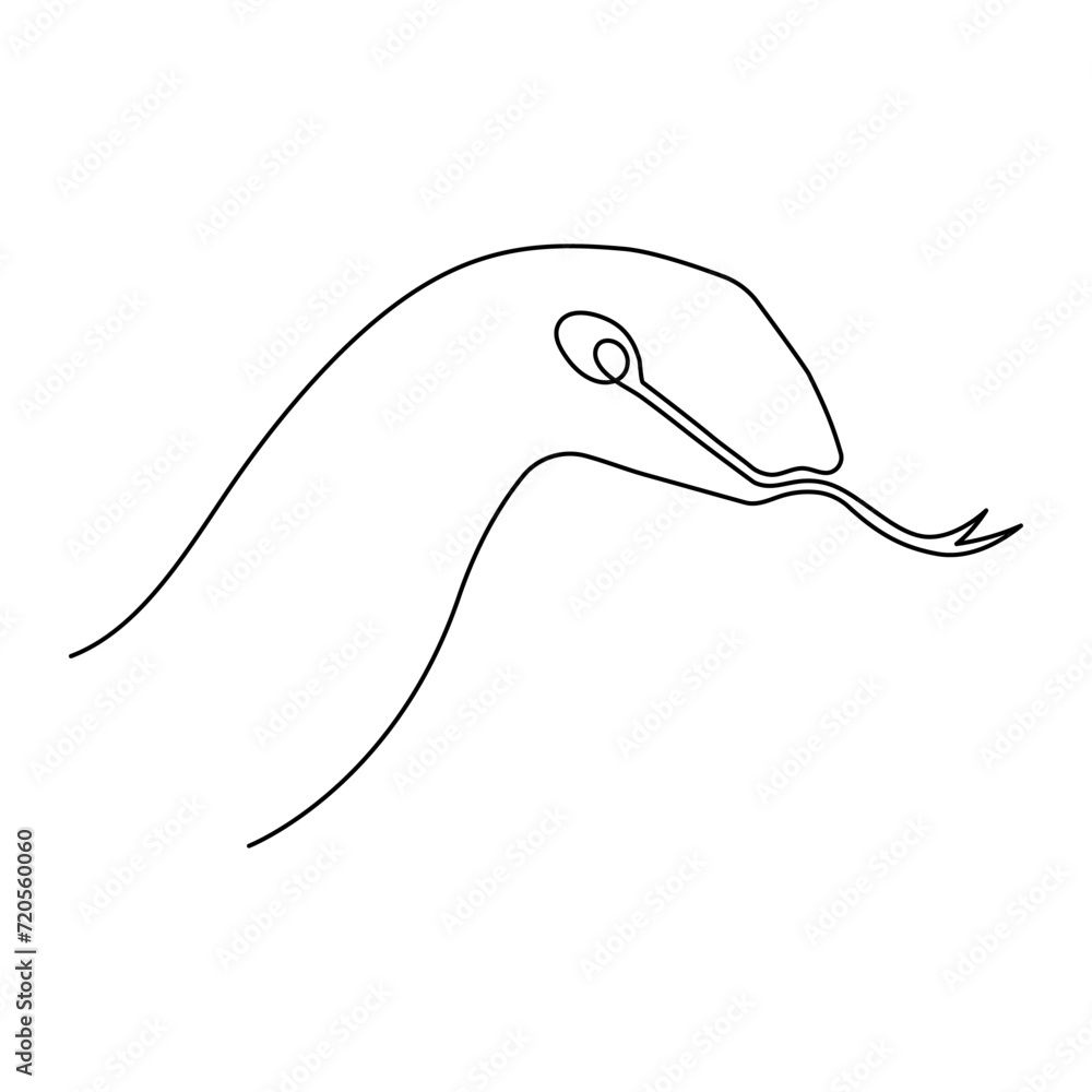 Snake one line art,hand drawn continuous drawing contour,symbol of new ...