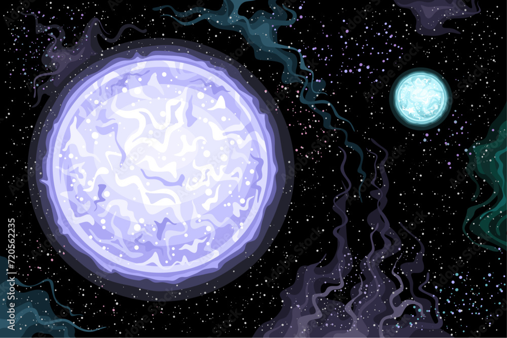 Vector Fantasy Space Chart, horizontal poster with cartoon design ...