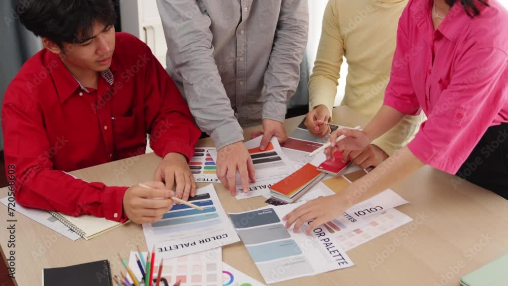 Designer team brainstorming and choosing color for graphic design ...