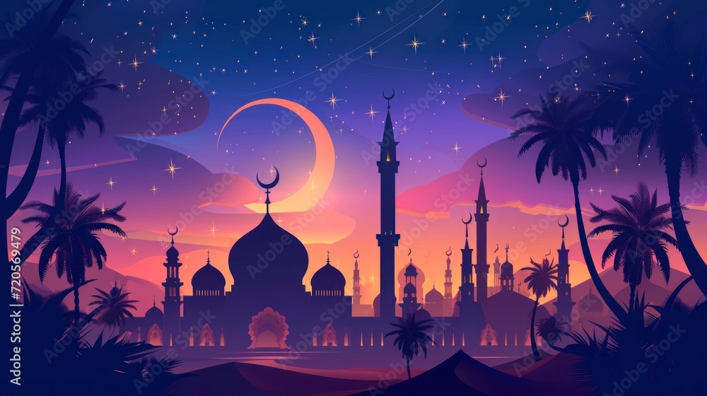 beautiful concept of a ramadan church with a starry night sky in high ...