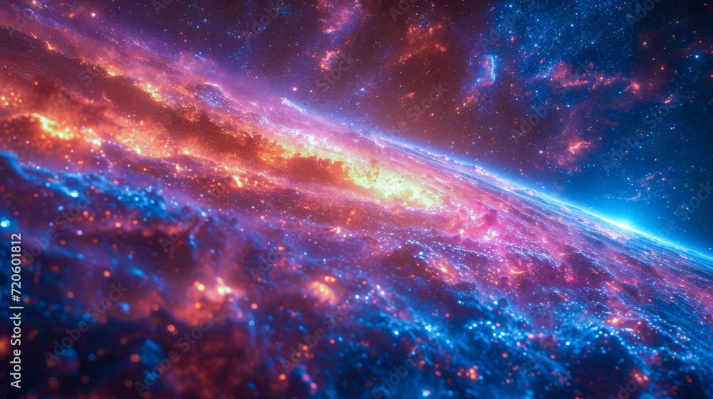 Interstellar space. Planetary landscape in the smoky cosmos, where a ...