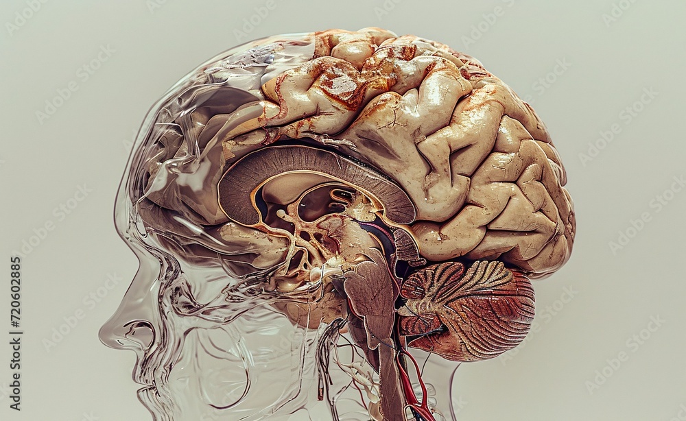 a detailed cross-section of a human brain anatomy of brain Stock Photo ...