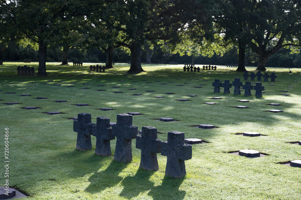 Detail of the black stone crosses of fallen Nazi German soldiers during ...