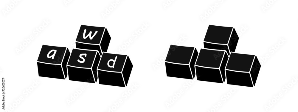 Computer gamer keyboard, WASD keys, vector illustration. WASD keys ...
