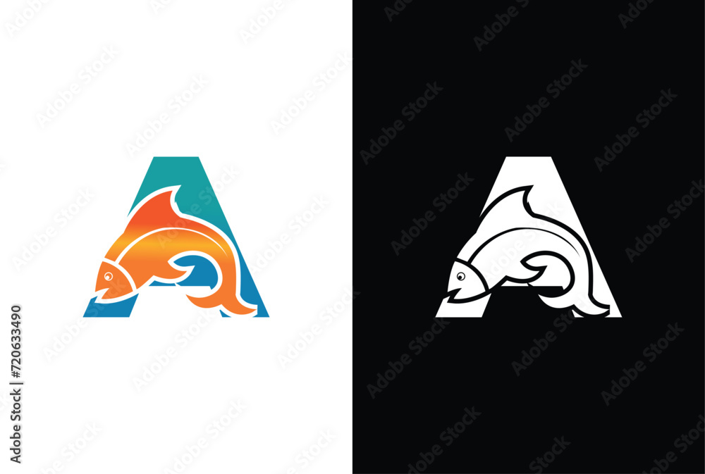 Initial Letter A Fish Logo Design Vector Icon Graphic Emblem ...