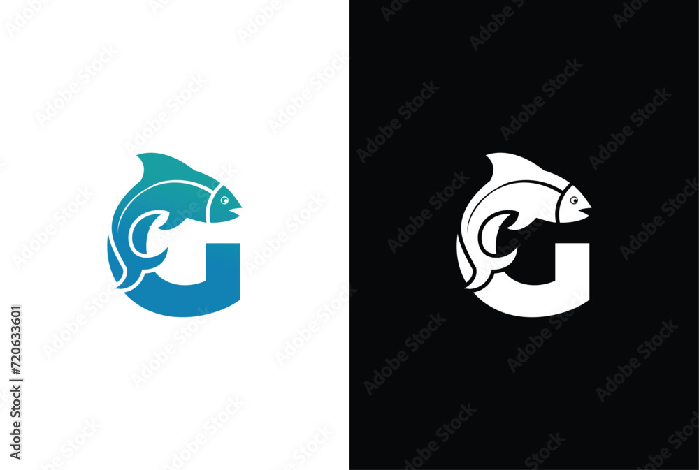 Initial Letter G Fish Logo Design Vector Icon Graphic Emblem ...
