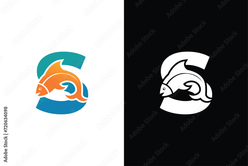 Initial Letter S Fish Logo Design Vector Icon Graphic Emblem ...