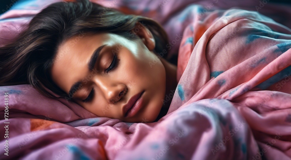 beautiful young woman sleeping in bed, pretty young woman sleeping ...