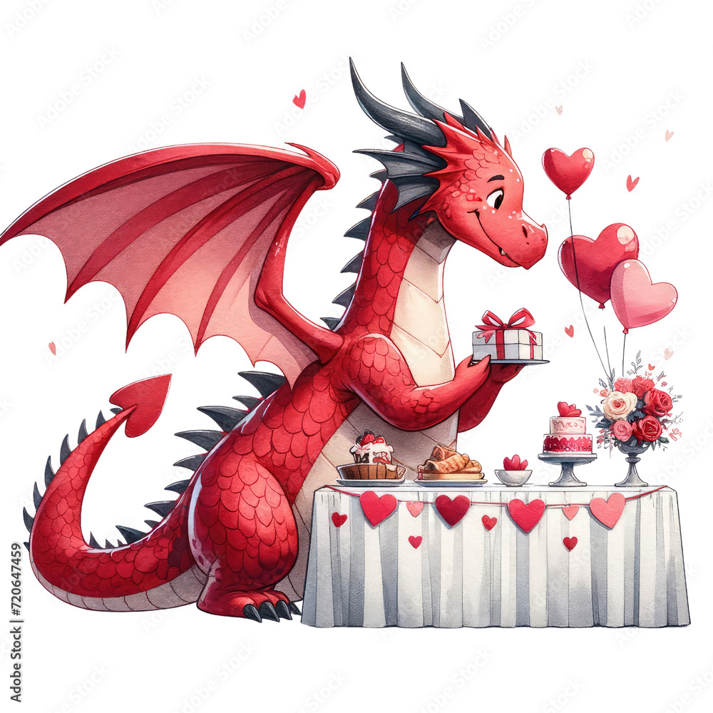 Whimsical Dragon in Valentine's Day Art | Romantic Fantasy Illustration ...