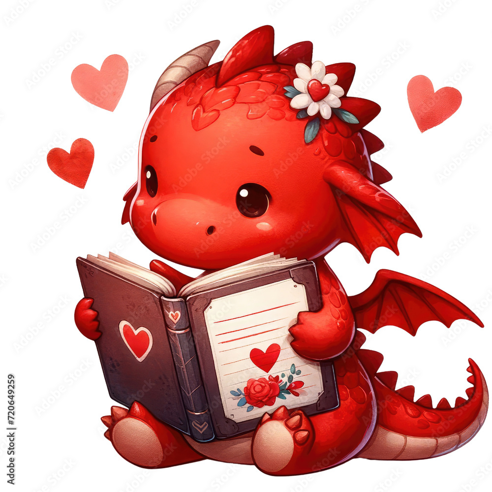 Whimsical Dragon in Valentine's Day Art | Romantic Fantasy Illustration ...