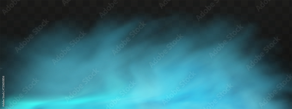 Blue magical fog over the ground.Illustration of night transparent ...