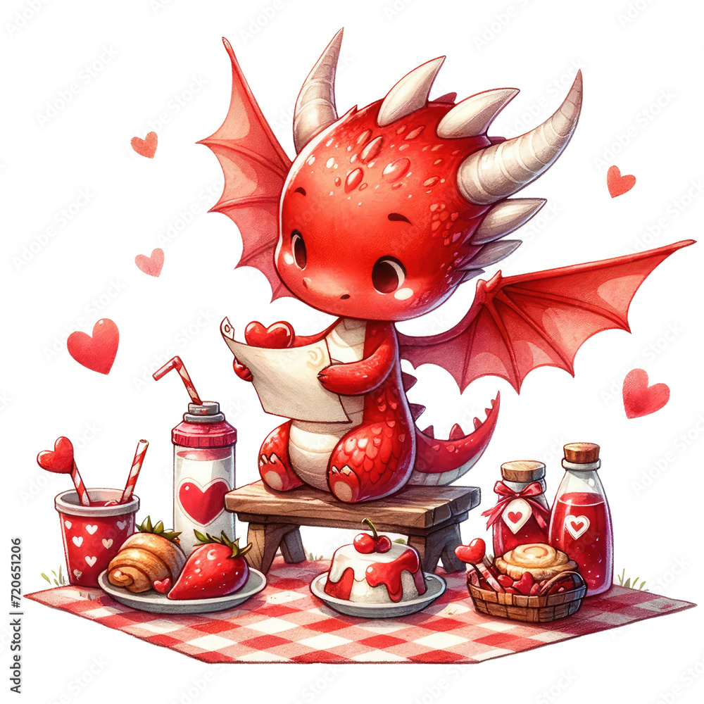 Whimsical Dragon in Valentine's Day Art | Romantic Fantasy Illustration ...