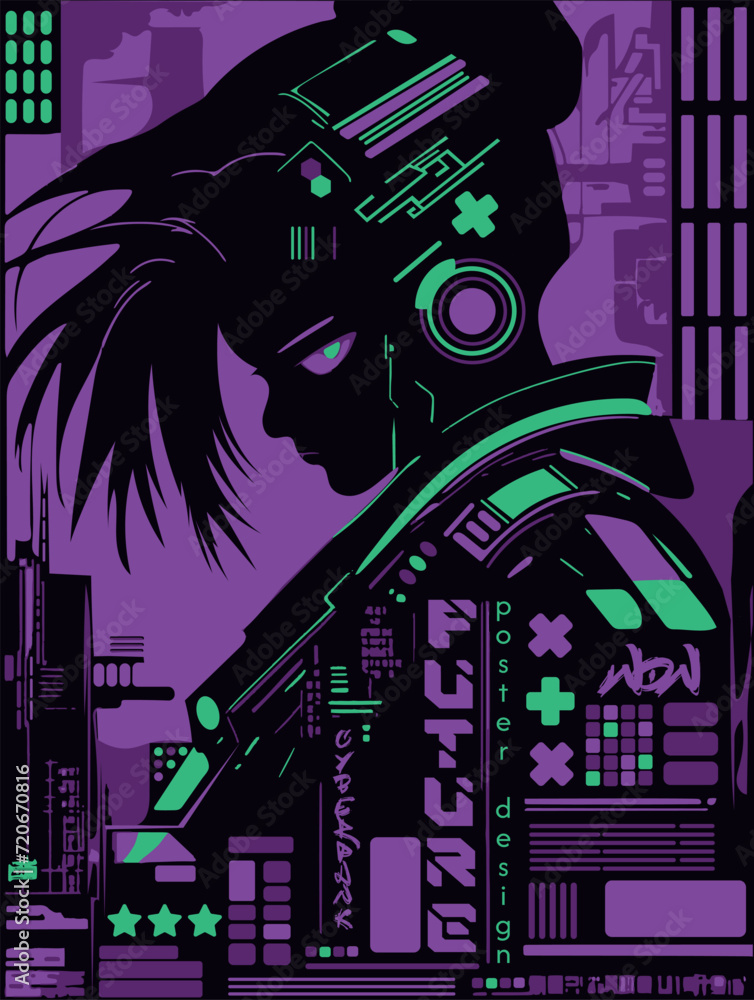 retrofuturistic style with acid print in cyberpunk style ...