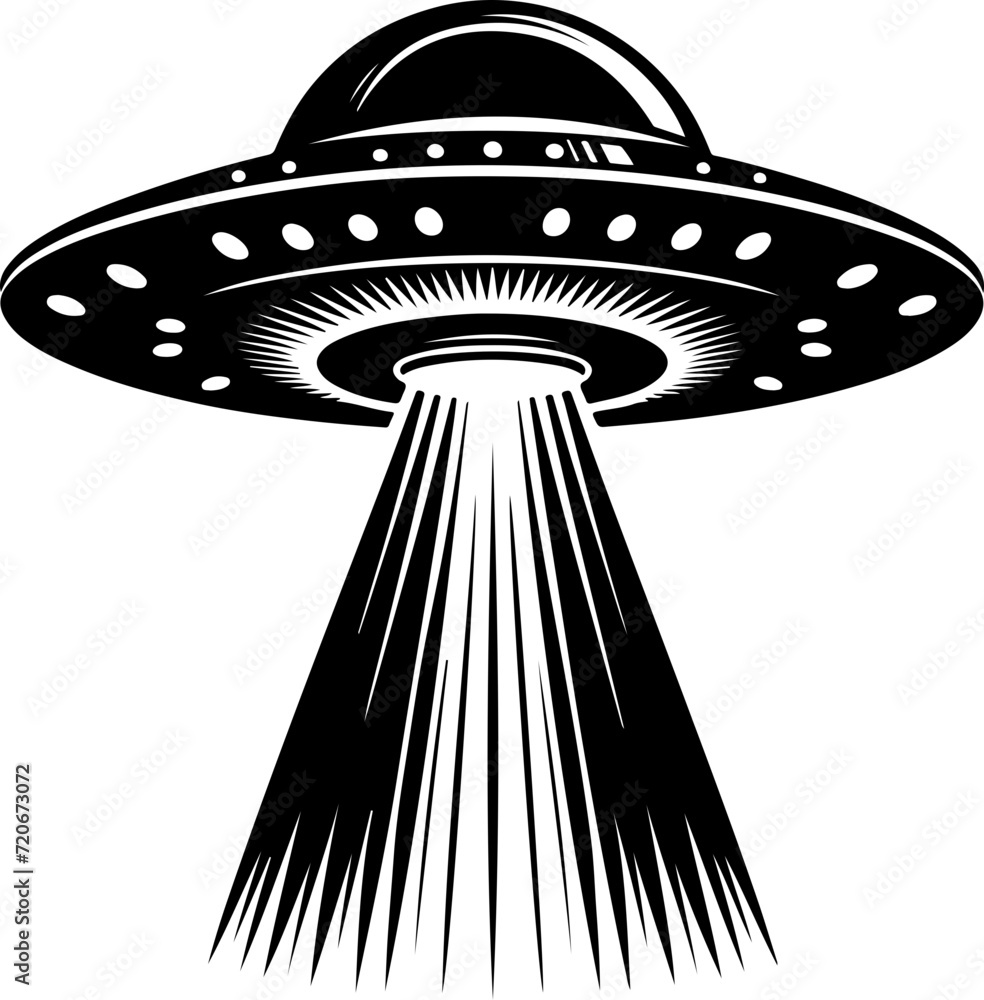 UFO with Tractor Beam Vector Illustration, Vector illustration ...