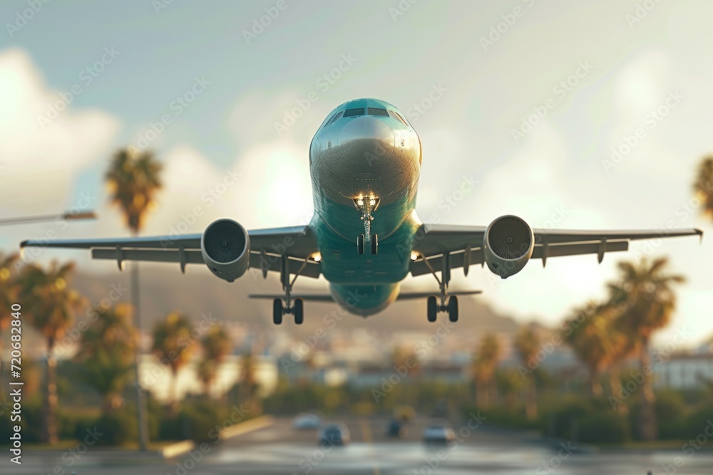 Take off to new heights with an airplane takeoff symbol, an emblem of ...