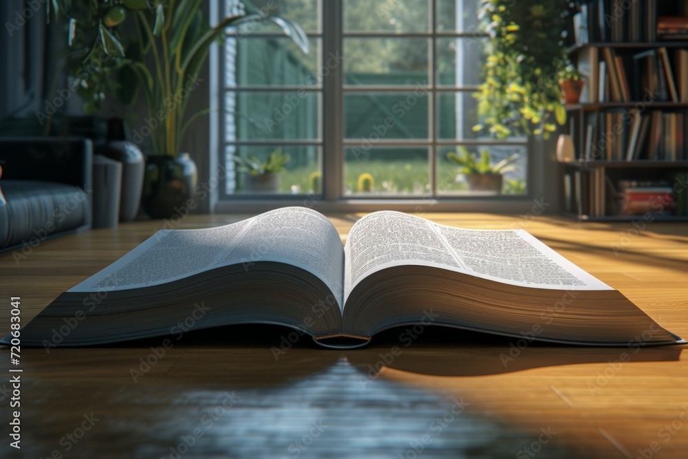 Unfold the world of knowledge with an open book illustration, a ...