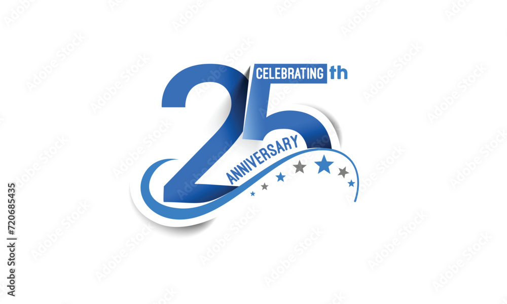 25th Anniversary design with golden numbers and red ribbon for ...