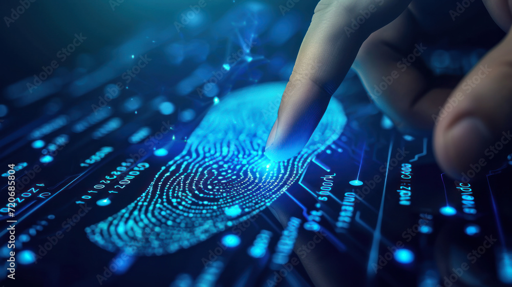 Digital banking. Cybersecurity. Data protection. Close-up of a man ...