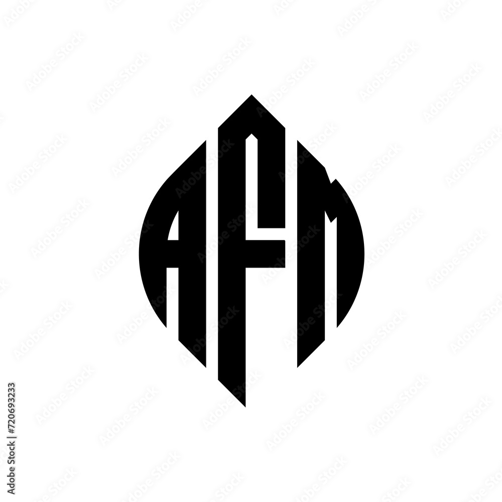 AFM circle letter logo design with circle and ellipse shape. AFM ...