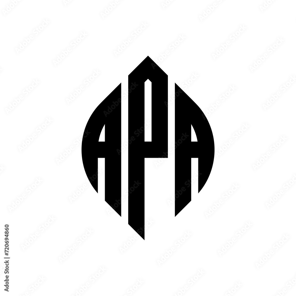 APA circle letter logo design with circle and ellipse shape. APA ...