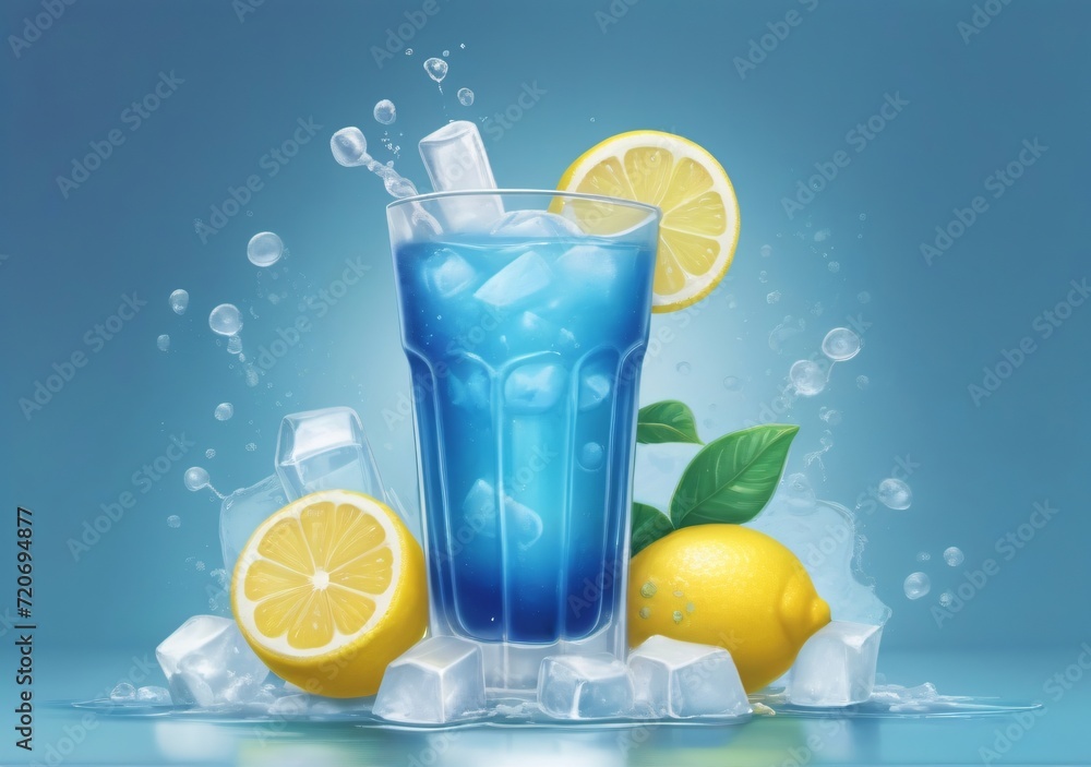 Childrens Illustration Of Blue Lagoon Drink, Lemon Syrup, Lemon Soda ...