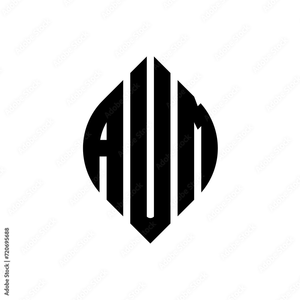 AUM circle letter logo design with circle and ellipse shape. AUM ...