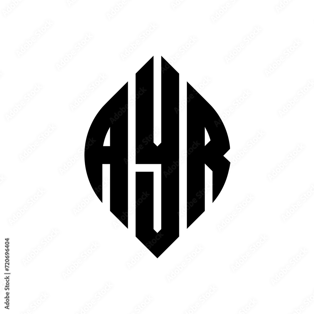 AYR circle letter logo design with circle and ellipse shape. AYR ...