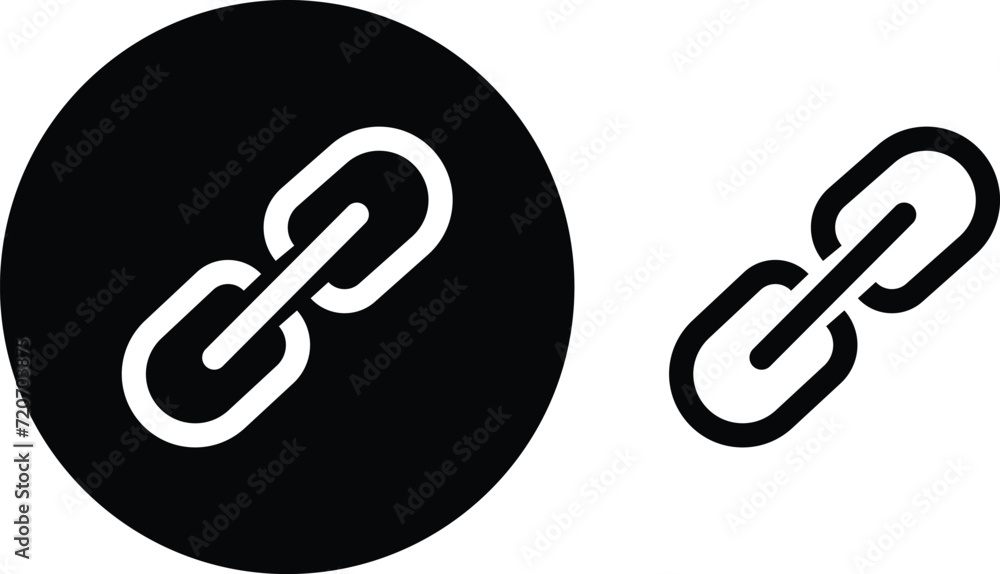 Internet URL or webpage url link icons set. Chain thick line icon, outline vector sign, linear ...