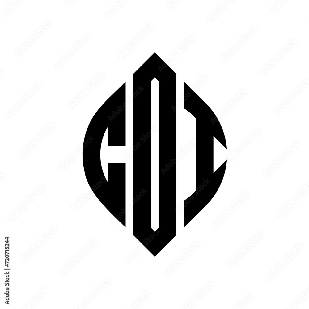 COI circle letter logo design with circle and ellipse shape. COI ...