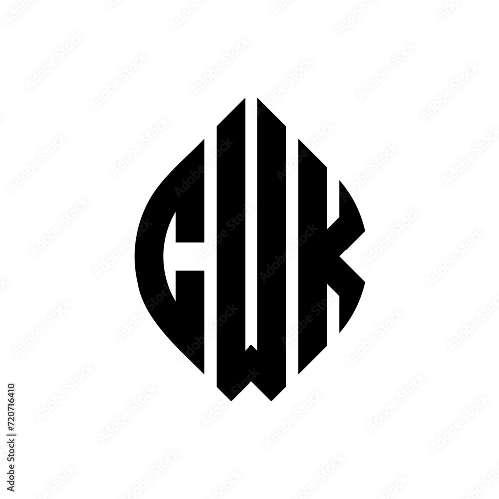 CWK circle letter logo design with circle and ellipse shape. CWK ...