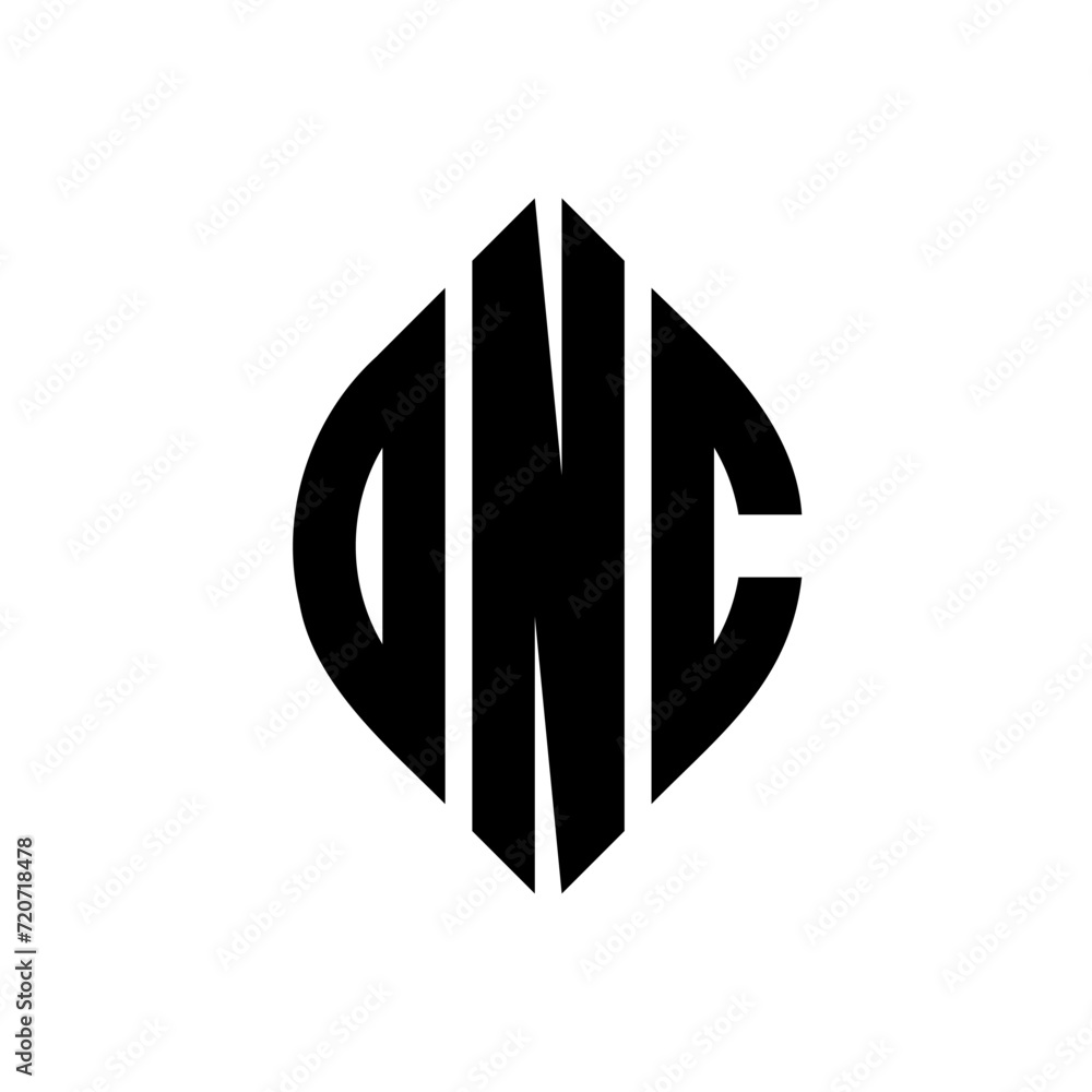 DNC circle letter logo design with circle and ellipse shape. DNC ...