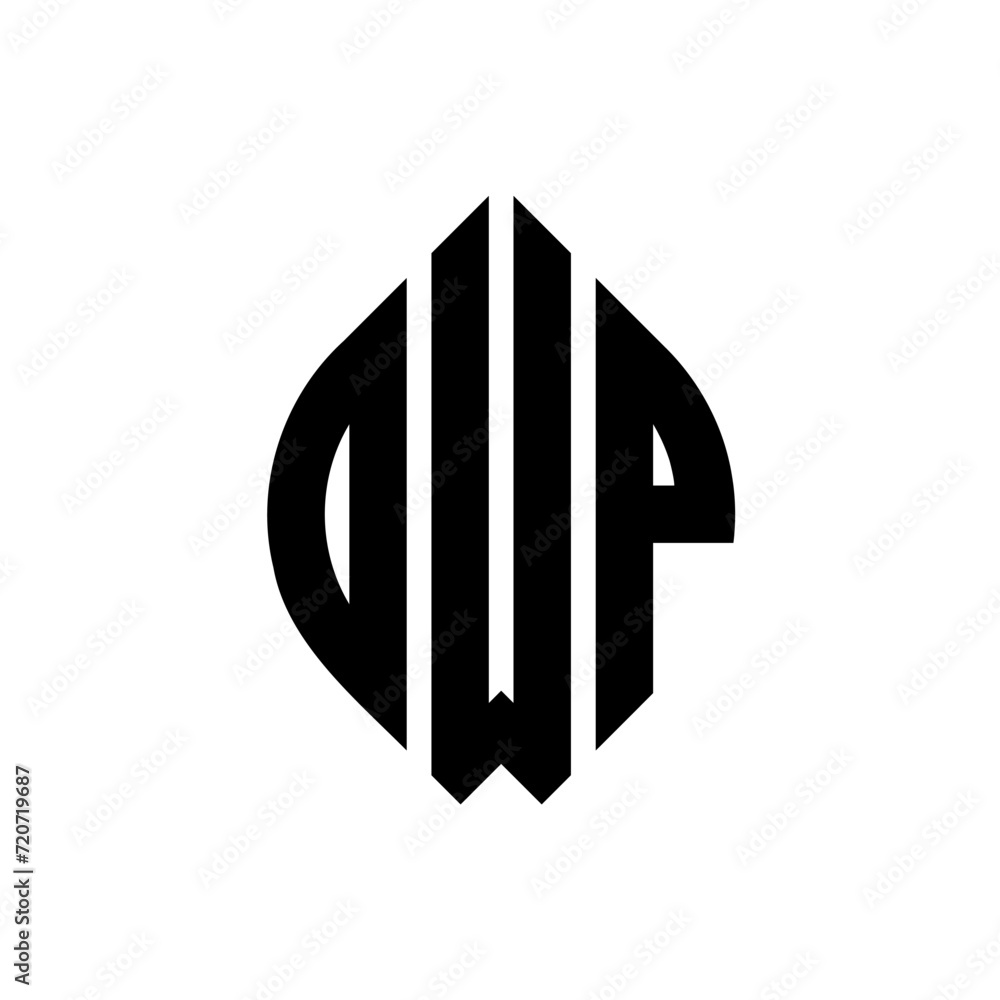 DWP circle letter logo design with circle and ellipse shape. DWP ...