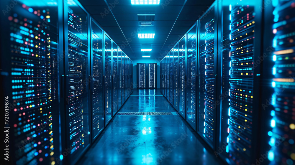 Futuristic rack Servers and Supercomputers in the Server room Stock ...