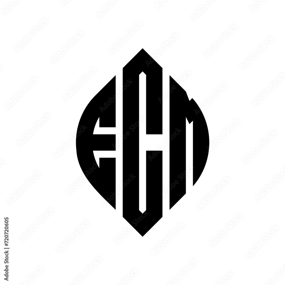 ECM circle letter logo design with circle and ellipse shape. ECM ...