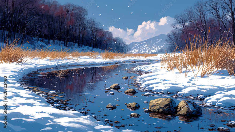 An illustration displaying the melting of snow and the formation of ...